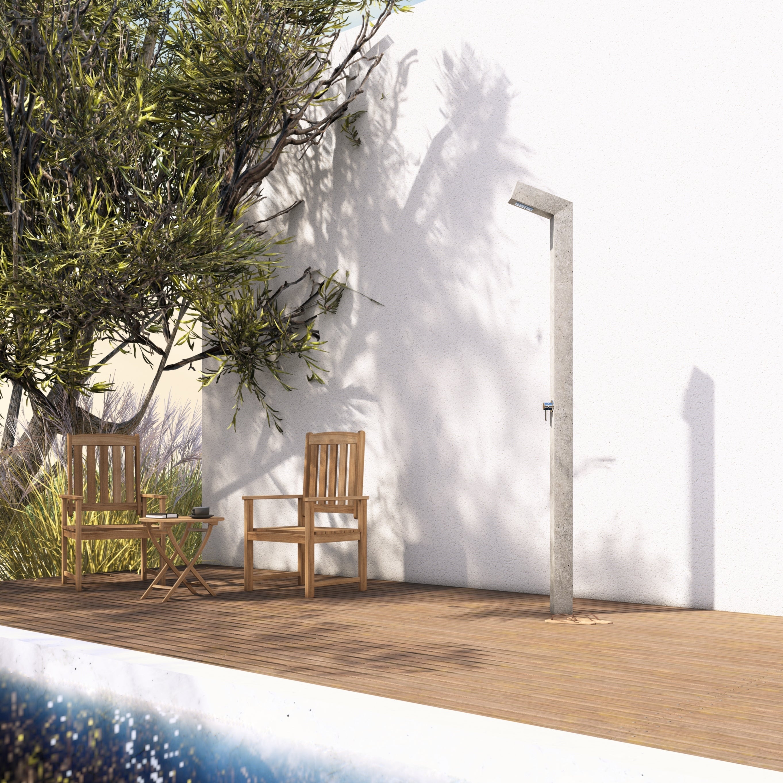 Minimo Natural Stone Outdoor Shower - Concrete Look Graphite – Watrline