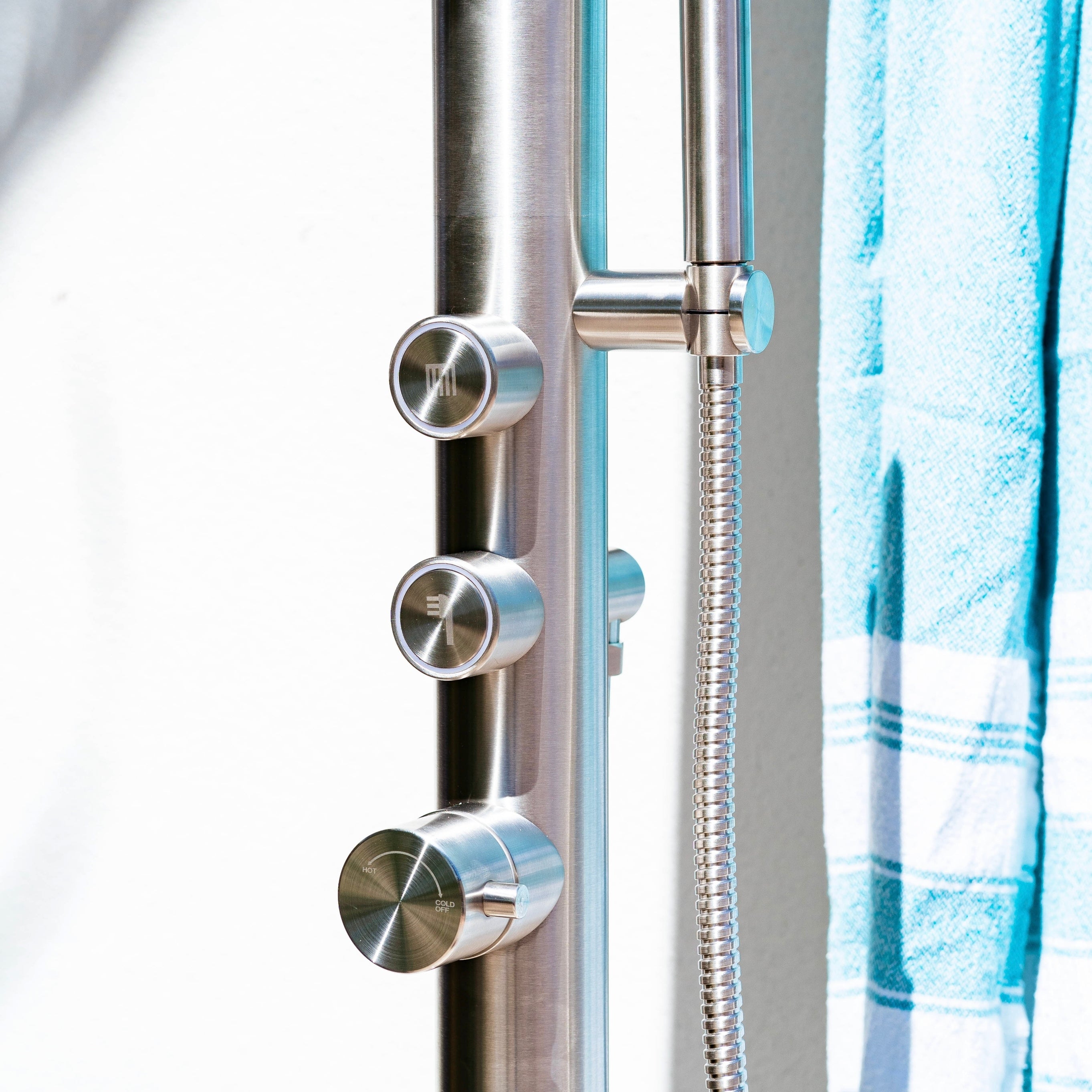 Nova 316 Stainless Steel Outdoor Shower with Hand Shower and Push ...